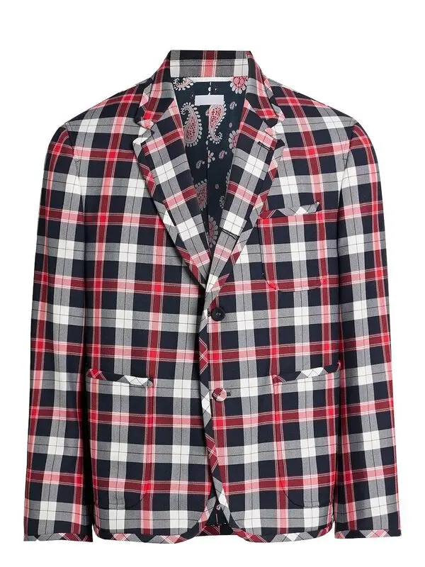 Thom Browne Checked Woolblend Twill Blazer - Red