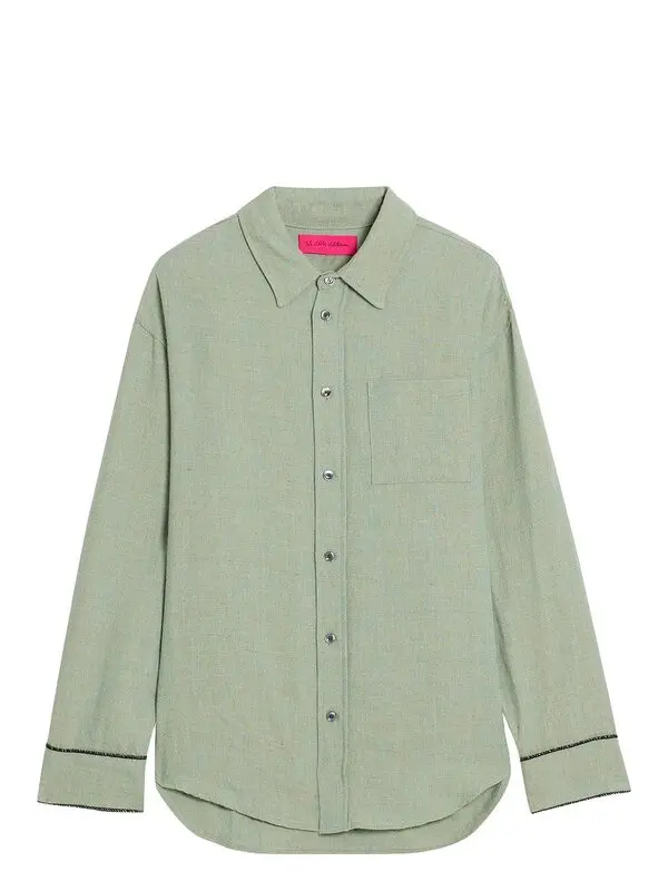 THE ELDER STATESMAN Linen, Wool, Silk And Cashmereblend Jacquard Shirt - Sage Green