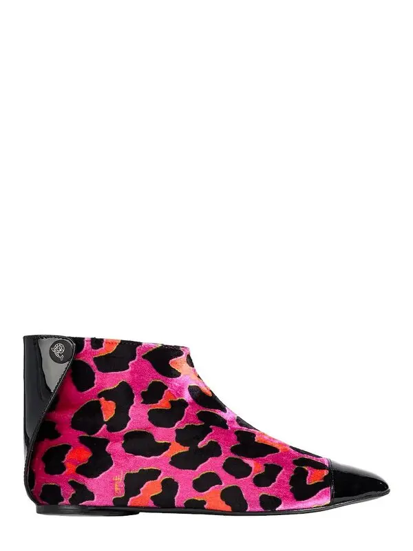 Emilio Pucci Leopard-print Velvet And Patent-leather Ankle Boots - Fuchsia