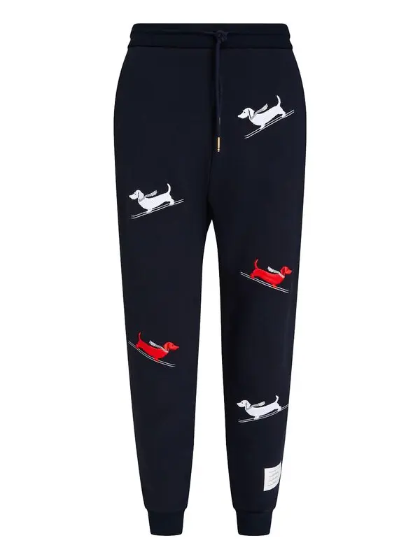 Thom Browne Embroidered French Cottonterry Sweatpants - Navy