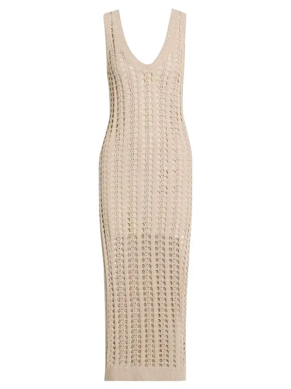 Brunello Cucinelli Sequin-embellished Open-knit Maxi Dress - Beige