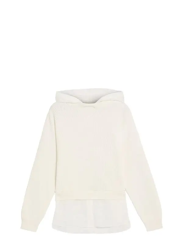 Brunello Cucinelli Layered Ribbed Cotton And Gauze Hoodie - White