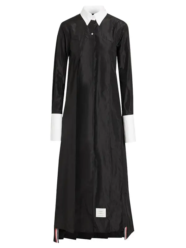 Thom Browne Pleated Silk-taffeta Maxi Shirt Dress - Black