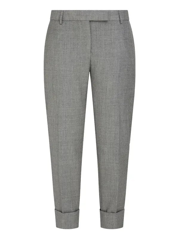 Thom Browne Cropped Grain De Poudre Wool Tapered Trousers - Gray