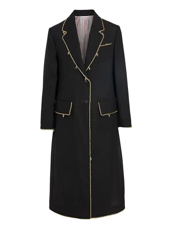 Thom Browne Grain De Poudre Wool Coat - Black