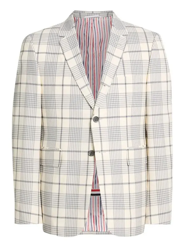Thom Browne Checked Wooltweed Blazer - Light Gray