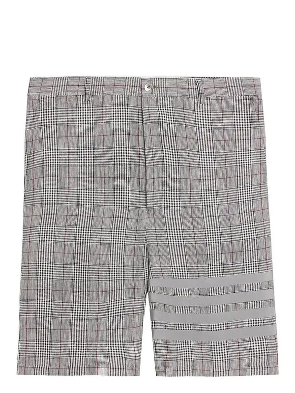 Thom Browne Prince Of Wales Checked Linentweed Shorts - Black