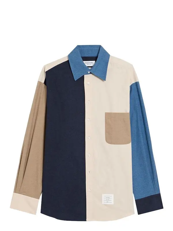 Thom Browne Colorblock Cottontwill Shirt - Beige
