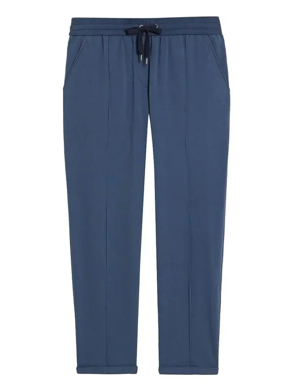 Brunello Cucinelli Bead-embellished Terry Track Pants - Navy