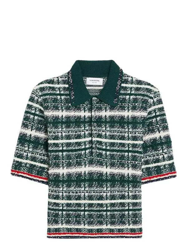 Thom Browne Checked Woolblend Polo Sweater - Forest Green