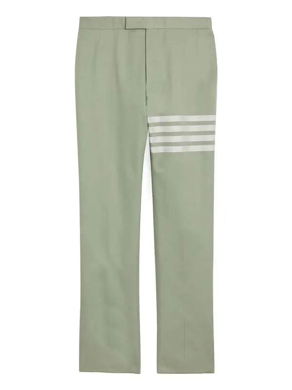 Thom Browne Striped Cotton-twill Trousers - Grey Green