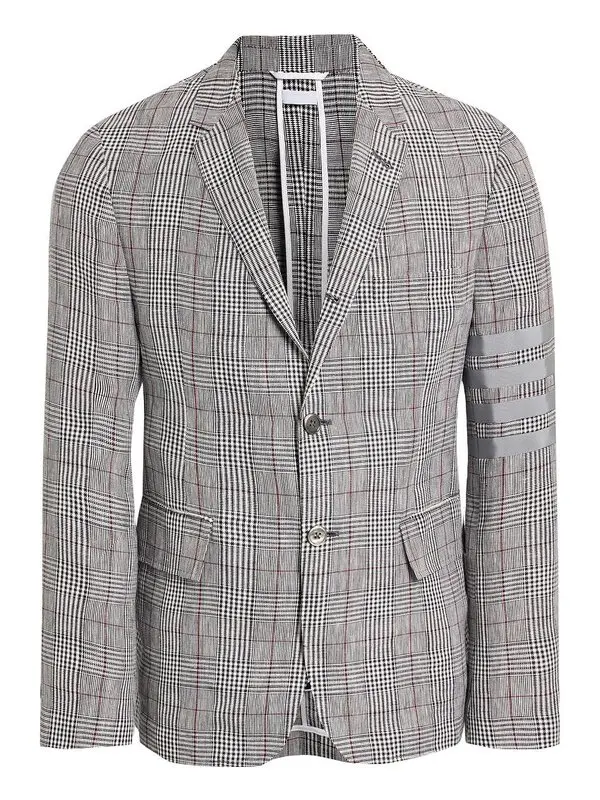 Thom Browne Prince Of Wales Checked Linentweed Blazer - Black