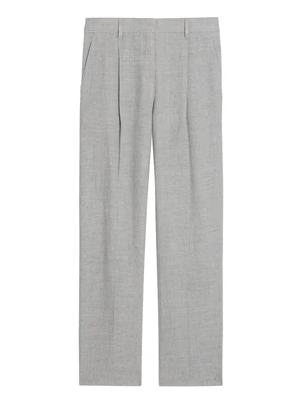 Brunello Cucinelli Linen And Wool-blend Straight-leg Pants - Light Gray