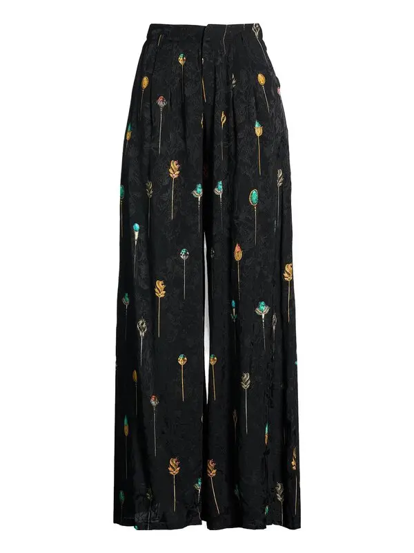 Agua Bendita Piñon Ornamento Printed Jacquard Wide-leg Pants - Midnight Blue