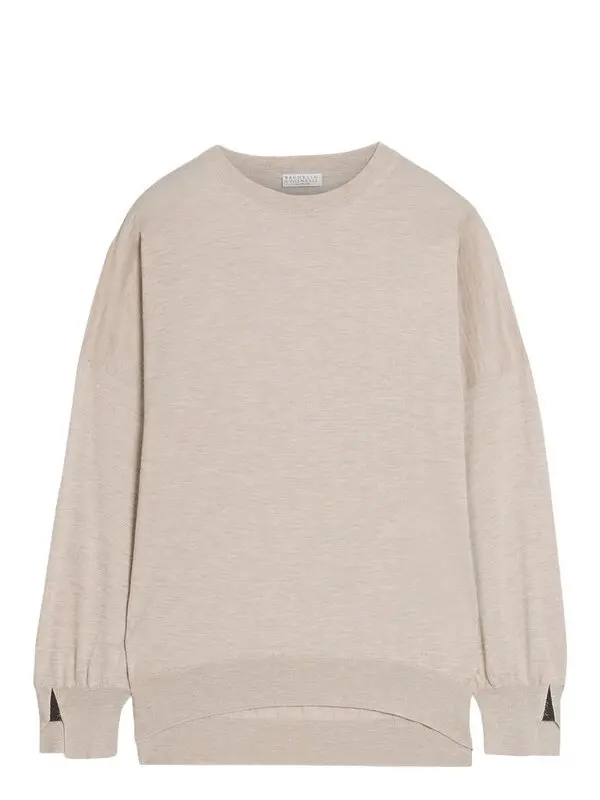Brunello Cucinelli Cashmere And Silk-blend Sweater - Beige