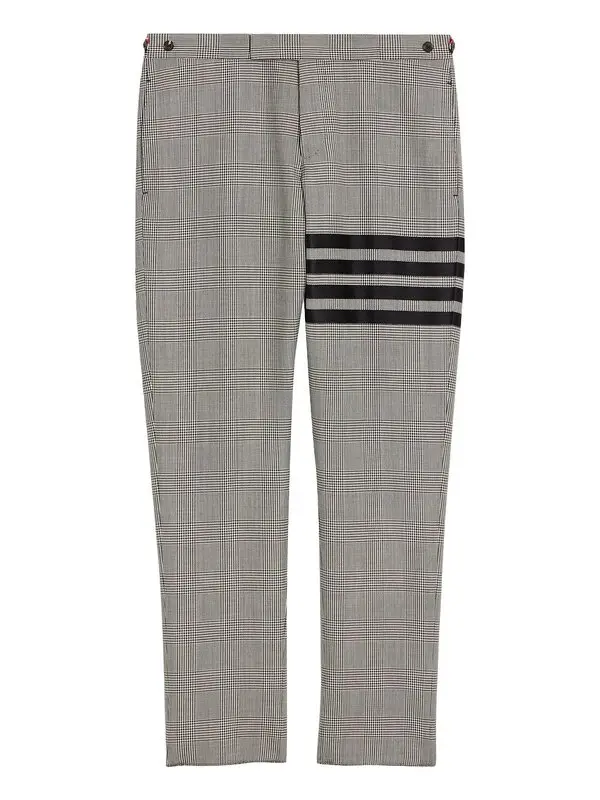 Thom Browne Striped Prince Of Wales Checked Wool-tweed Pants - Black