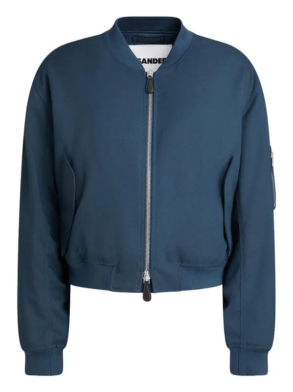 JIL SANDER Twill Bomber Jacket - Storm Blue