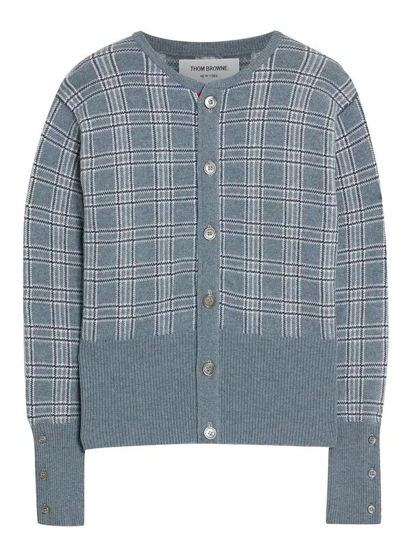 Thom Browne Checked Cashmere Cardigan - Slate Blue