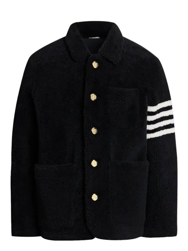 Thom Browne Striped Shearling Jacket - Midnight Blue