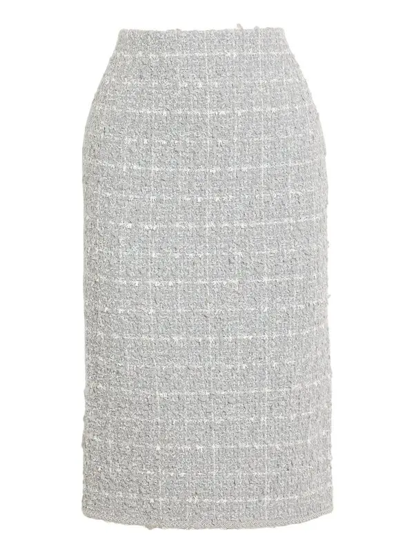 Thom Browne Wool-blend Tweed Midi Pencil Skirt - Light Gray