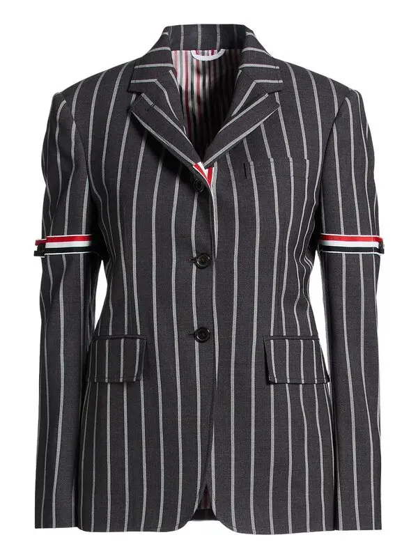 Thom Browne Striped Wool Blazer - Dark Gray