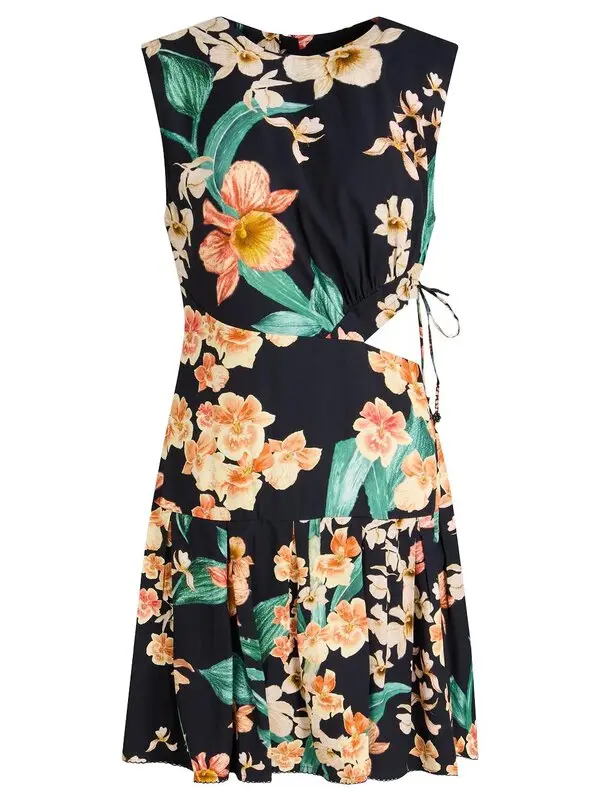 Agua Bendita Otono Danza Floral-print Mini Dress - Black
