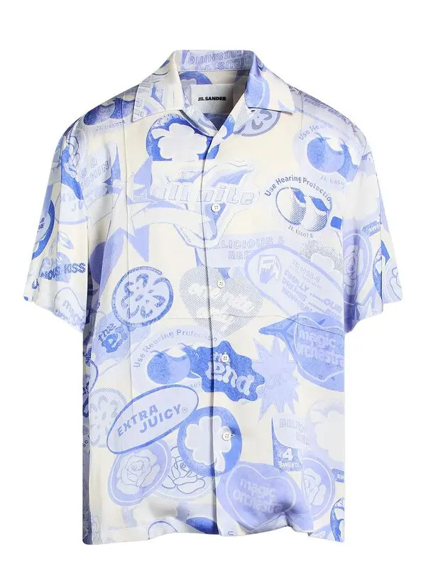 JIL SANDER Printed Crepe De Chine Shirt - Light Blue