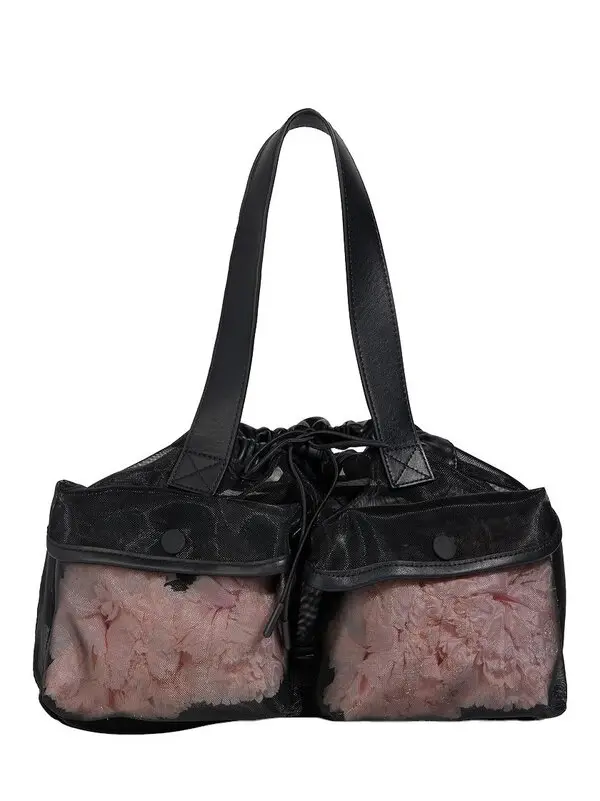 Simone Rocha Floral Appliquéd Mesh Tote - Black