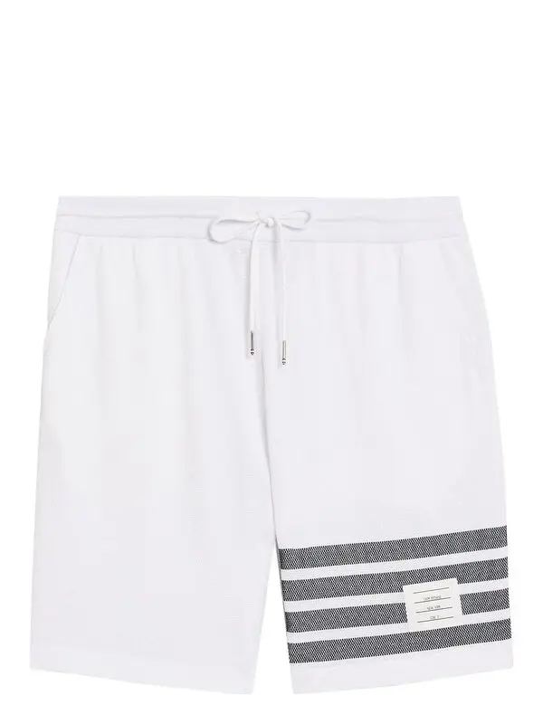 Thom Browne Striped Cotton-piqué Drawstring Shorts - White