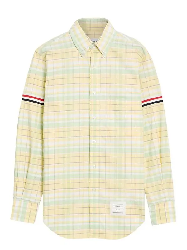 Thom Browne Checked Cotton Oxford Shirt - Pastel Yellow