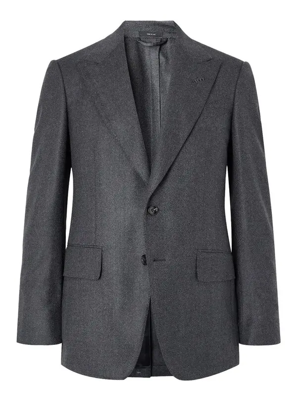TOM FORD Shelton Wool-herringbone Blazer - Gray