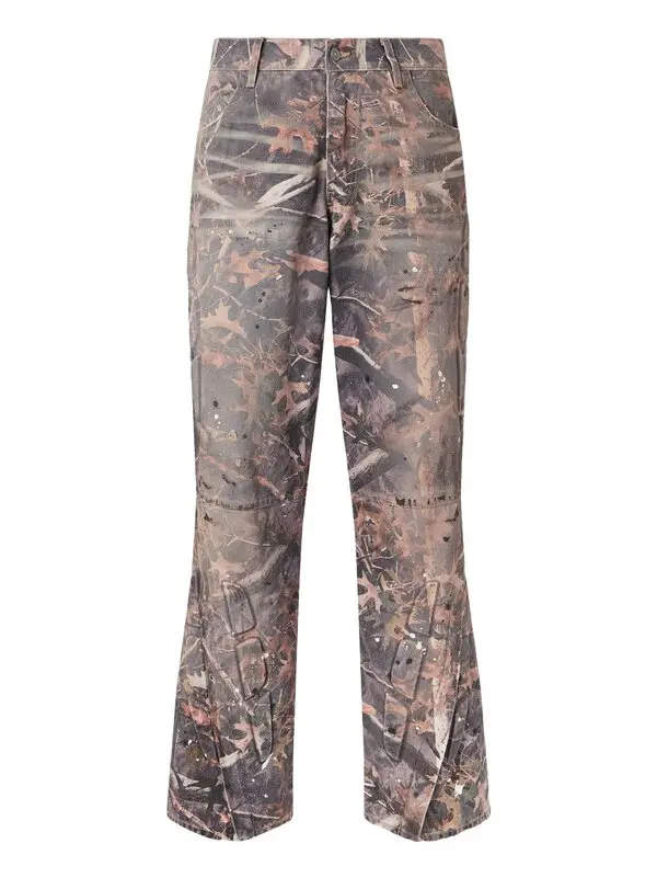 SATOSHI NAKAMOTO Enduro Straight-leg Padded Camouflage-print Jeans - Brown