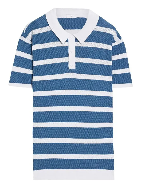 Onia Striped Cotton Polo Shirt - Blue
