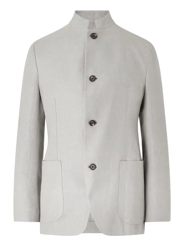 Eleventy Slim-fit Linen Blazer - Green