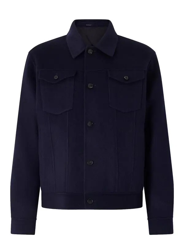 Mr P. Double-faced Wool And Cashmere-blend Trucker Jacket - Blue