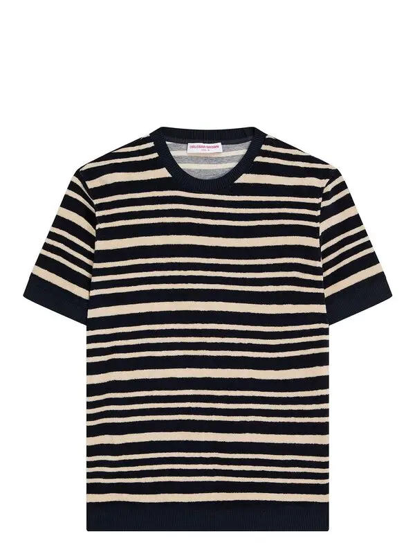 Orlebar Brown Solun Striped Cottonterry Tshirt - Midnight Blue