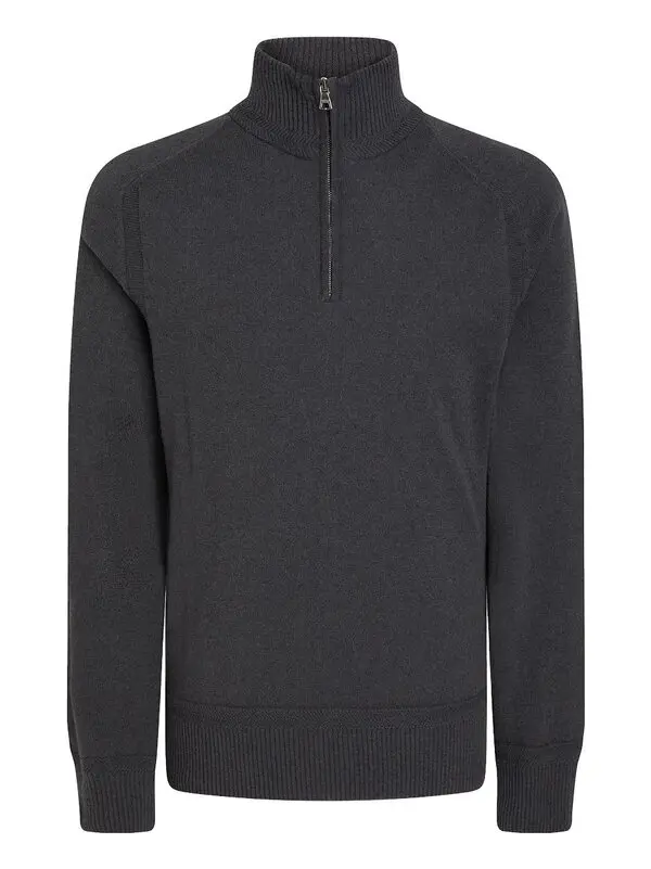 Orlebar Brown Lennard Cashmere Half-zip Sweater - Dark Gray