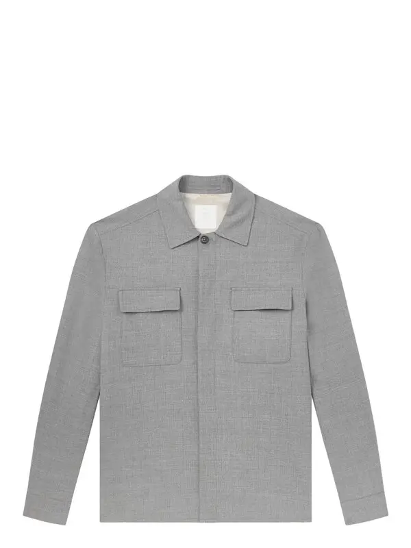 Eleventy Wool-blend Flannel Overshirt - Gray