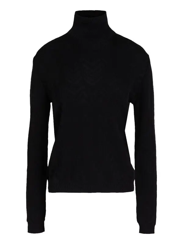 Missoni Crochet-knit Wool-blend Turtleneck Sweater - Black
