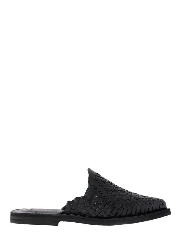YUKETEN Polanco Woven Leather Mules - Black