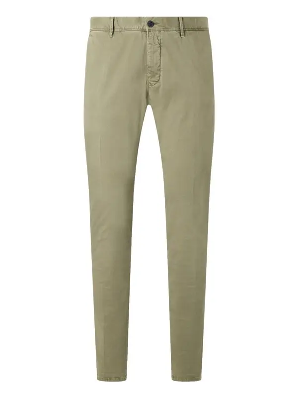SLOWEAR Slim-fit Tapered Stretch-cotton Gabardine Trousers - Green