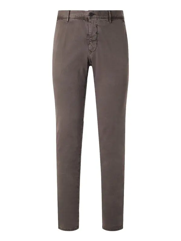 SLOWEAR Slim-fit Tapered Stretch-cotton Gabardine Trousers - Brown