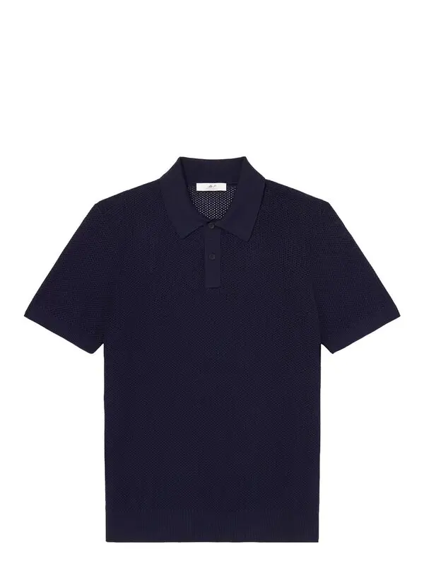 Mr P. Honeycomb-knit Organic Cotton Polo Shirt - Blue