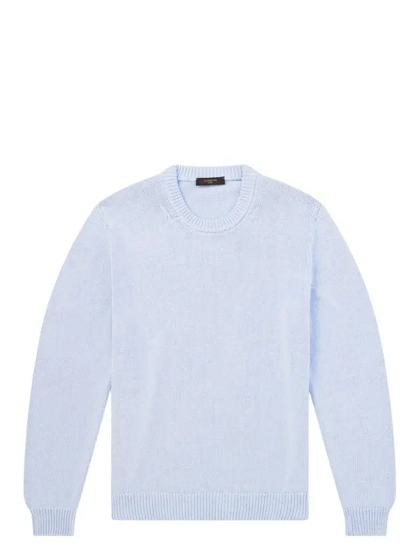 SLOWEAR Slim-fit Cotton Crewneck Sweater - Blue