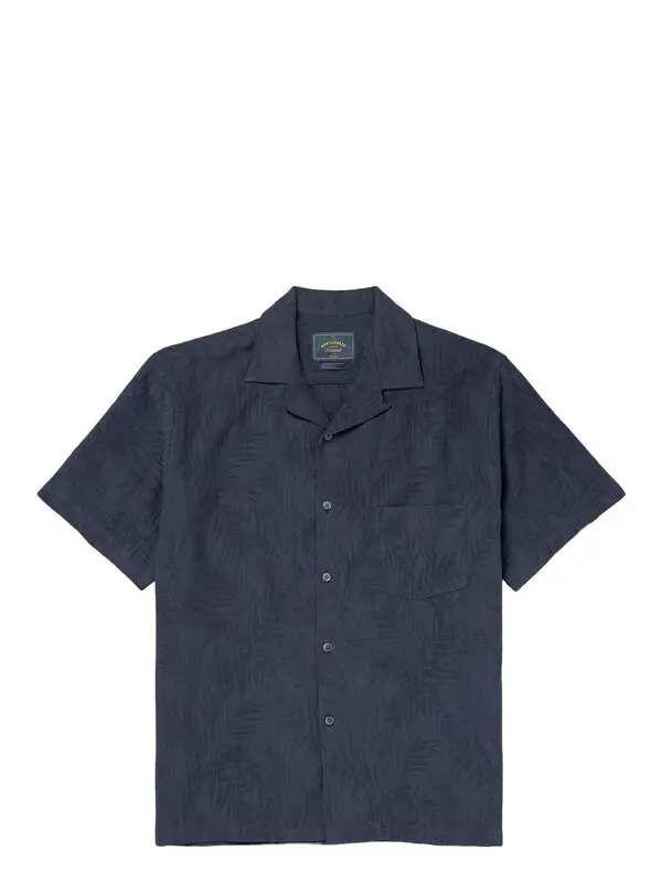 Portuguese Flannel Palm Convertible-collar Organic Cotton And Tencel™lyocell-blend Shirt - Blue