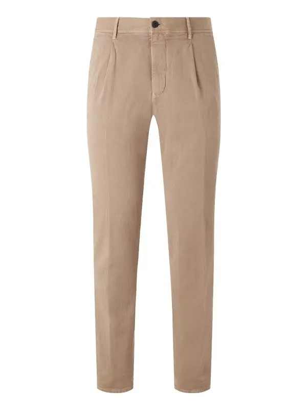 SLOWEAR Tapered Pleated Cotton-blend Gabardine Trousers - Neutrals