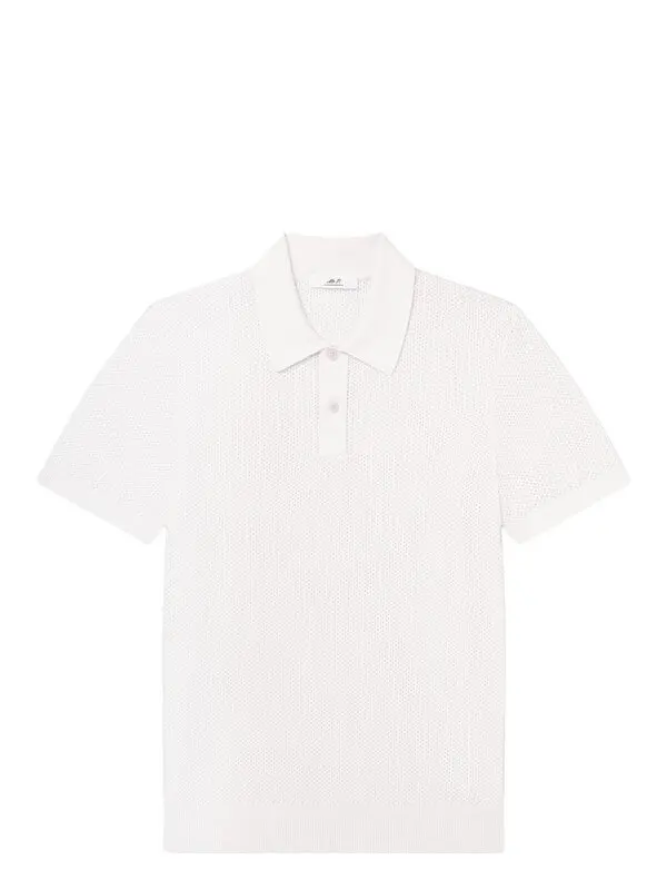 Mr P. Honeycomb-knit Organic Cotton Polo Shirt - White