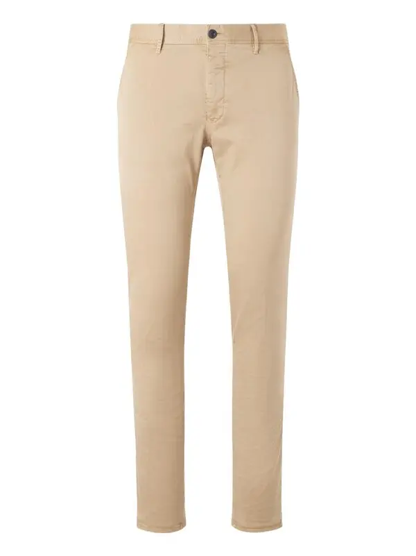 SLOWEAR Slim-fit Tapered Stretch-cotton Gabardine Trousers - Neutrals