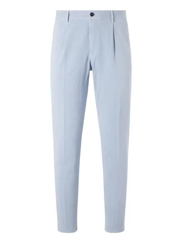 SLOWEAR Tapered Pleated Cotton-blend Gabardine Trousers - Blue