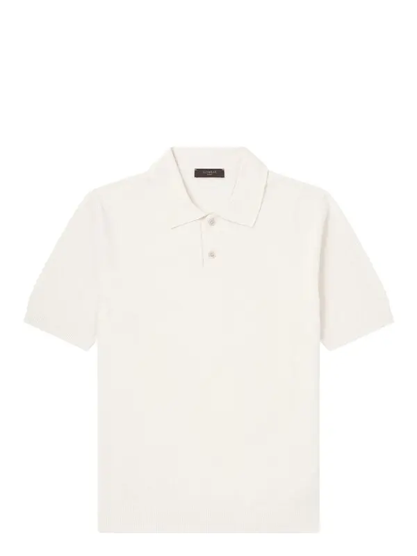 SLOWEAR Slim-fit Cotton-blend Terry Polo Shirt - Neutrals
